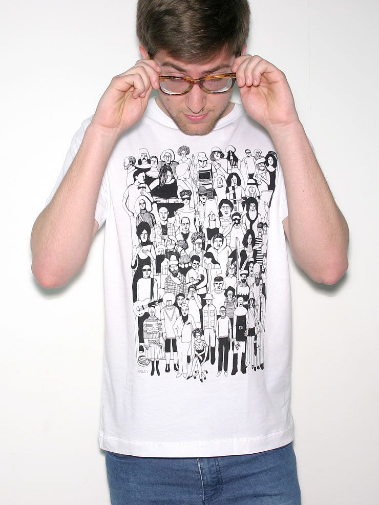 Whitest Boy Alive Crowd T-Shirt Black on White | krasserstoff.com