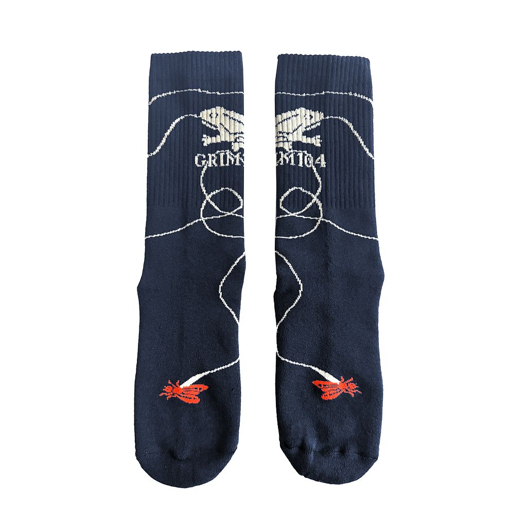 Grim104 Frosch Socken Navy | krasserstoff.com
